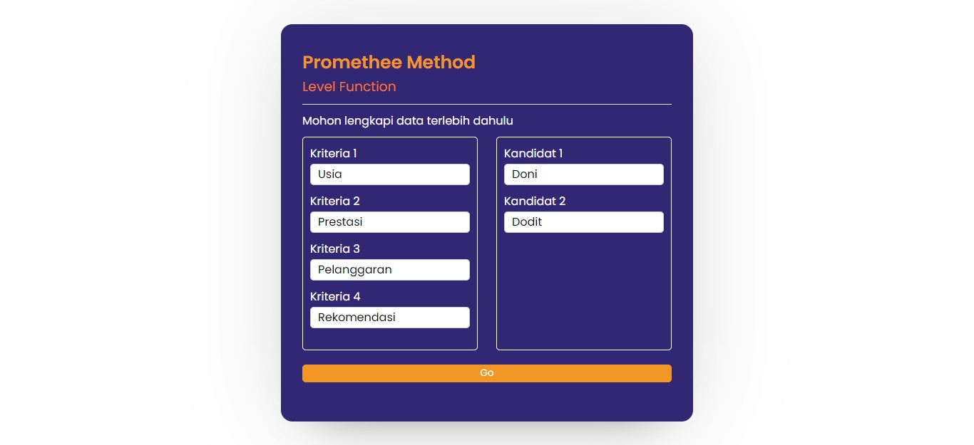 Promethee Calculator - Cathrine Abigael Christy