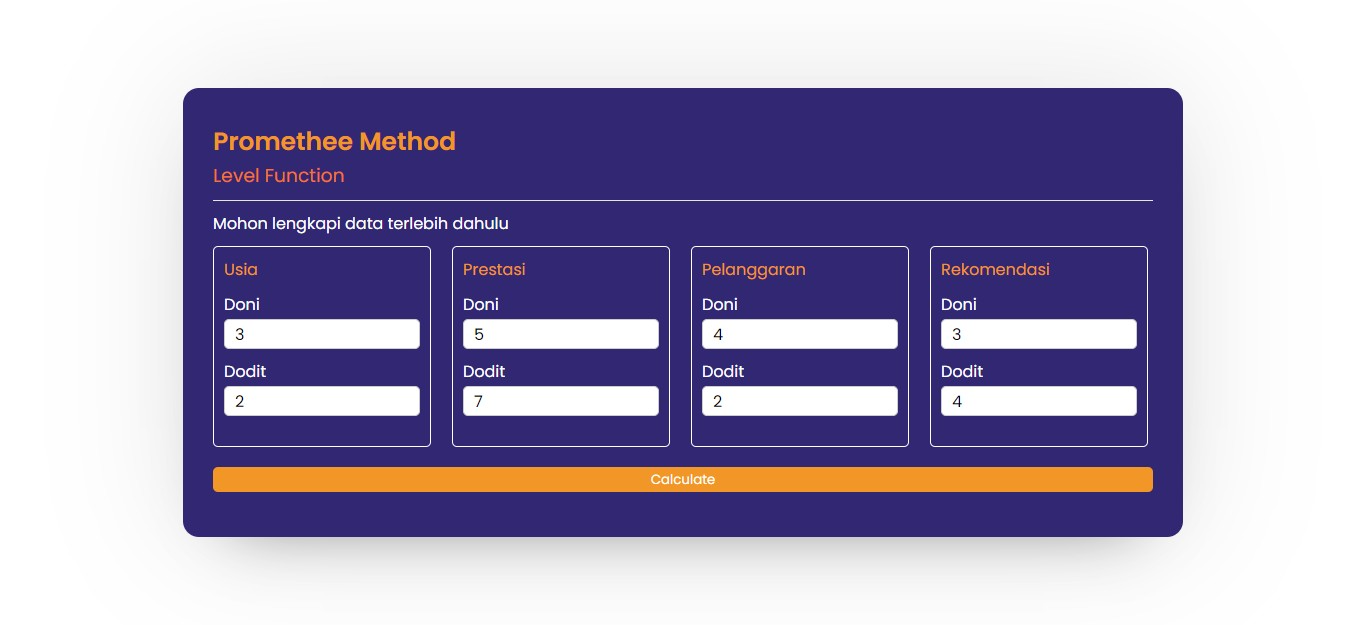 Promethee Calculator - Cathrine Abigael Christy